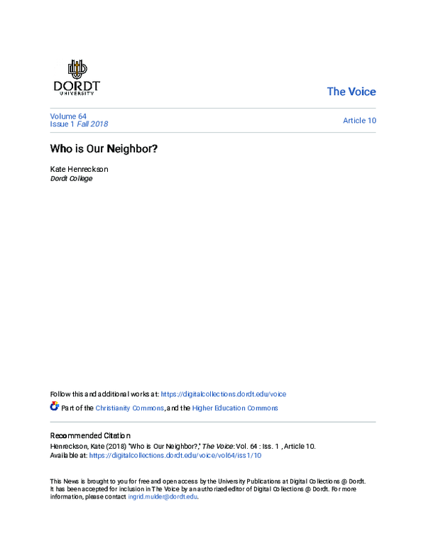 (PDF) Who is Our Neighbor?