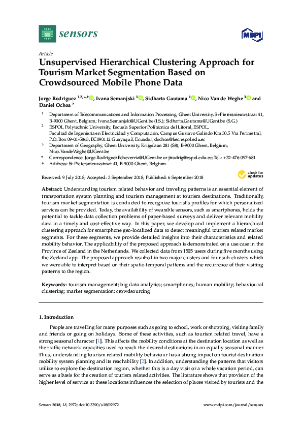 (PDF) Unsupervised Hierarchical Clustering Approach for Tourism Market Segmentation Based on ...