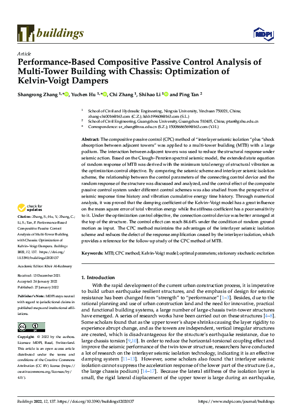 (PDF) Performance-Based Compositive Passive Control Analysis of Multi-Tower Building with ...