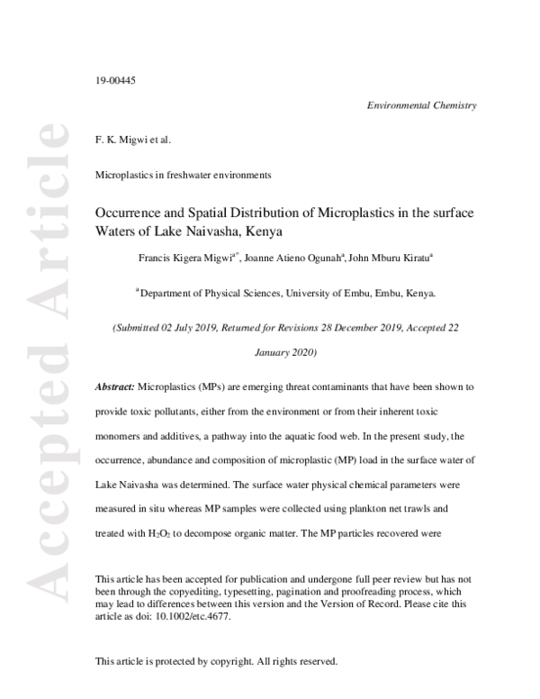 (PDF) Occurrence and spatial distribution of microplastics in the surface waters of the Baltic ...