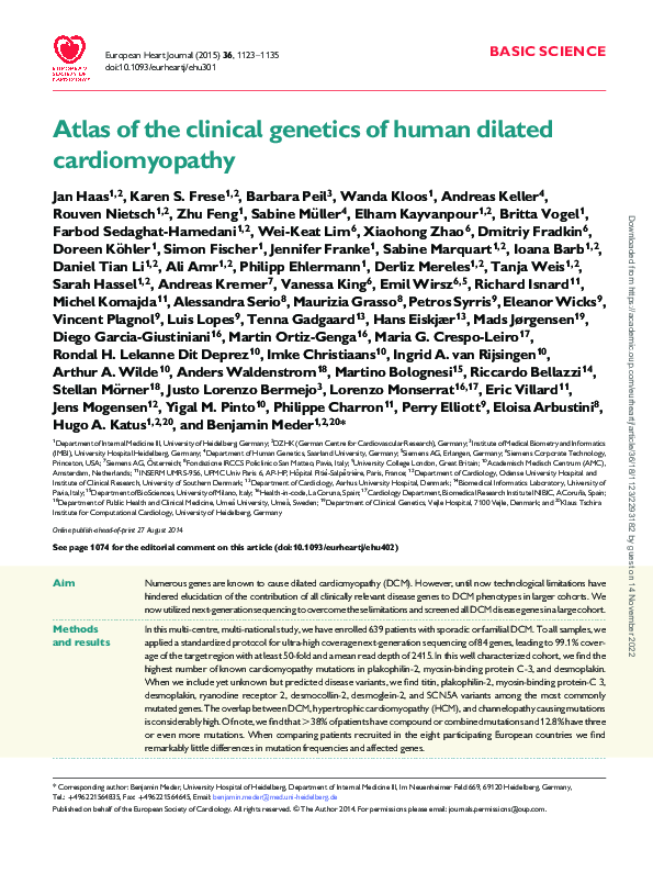 (PDF) Atlas of the clinical genetics of human dilated cardiomyopathy