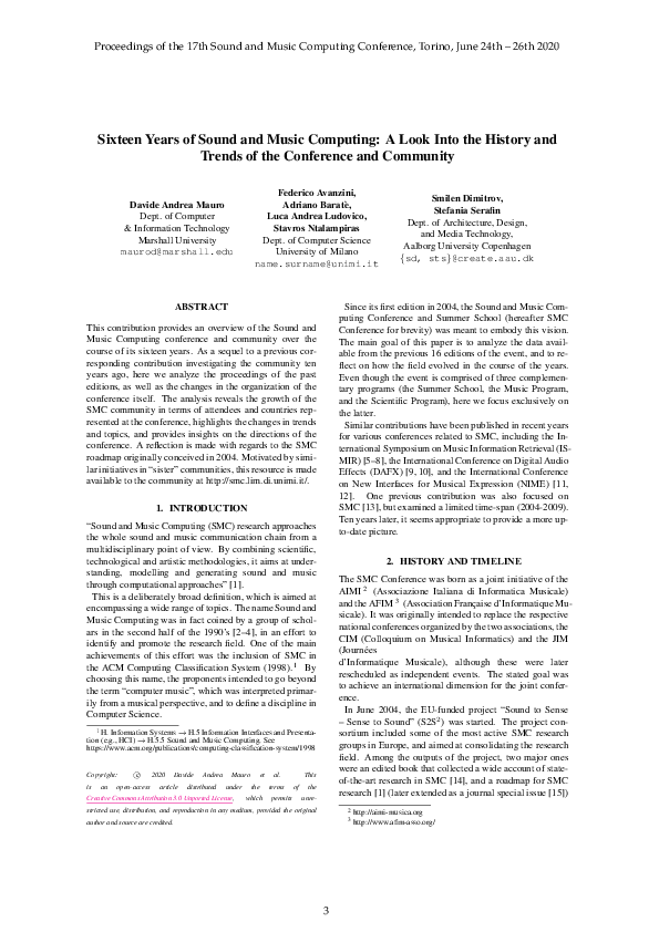 (PDF) Sixteen years of sound and music computing: A look into the ...