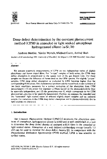 (PDF) Deep defect determination by the constant photocurrent method ...