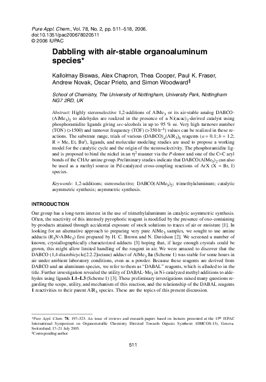 (PDF) Dabbling with air-stable organoaluminum species