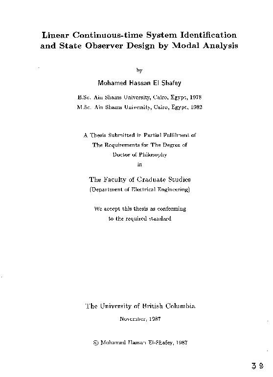 (PDF) Linear continuous-time system identification and state observer design by modal analysis ...