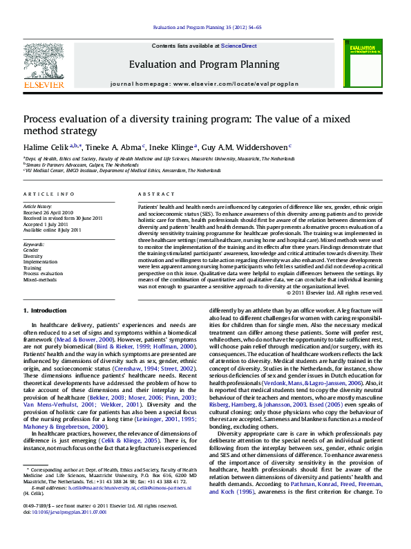 (PDF) Evaluating Diversity Training in Healthcare Settings