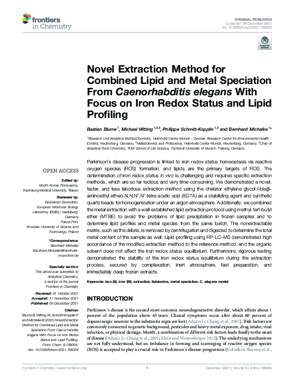 (PDF) Novel Extraction Method for Combined Lipid and Metal Speciation ...