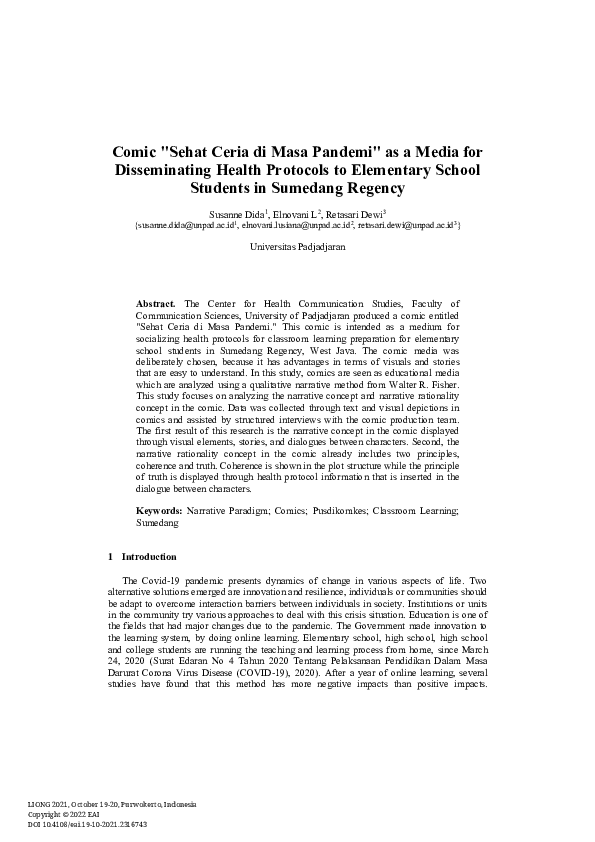 (PDF) Comic "Sehat Ceria di Masa Pandemi" as a Media for Disseminating ...