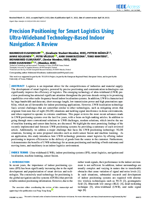 (PDF) Precision Positioning for Smart Logistics Using Ultra-Wideband ...