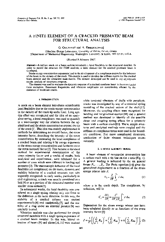 (PDF) A finite element of a cracked prismatic beam for structural analysis