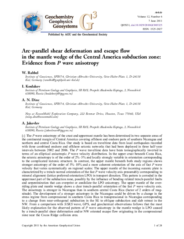 (PDF) Arc-parallel shear deformation and escape flow in the mantle ...