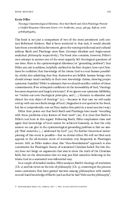 (PDF) Theology’s Epistemological Dilemma. How Karl Barth and Alvin ...