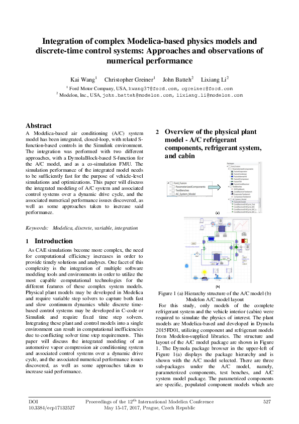 (PDF) Integration of complex Modelica-based physics models and discrete-time control systems ...