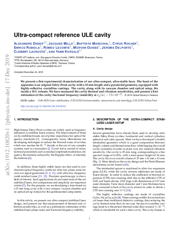 (PDF) Ultra compact reference ULE cavity