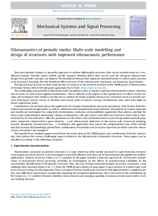 (PDF) Vibroacoustics of periodic media: Multi-scale modelling and design of structures with ...