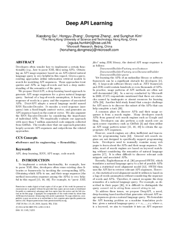 (PDF) Deep API learning | Dongmei Zhang - Academia.edu