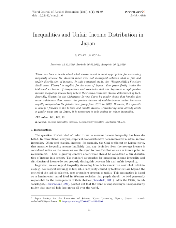 (PDF) Inequalities and Unfair Income Distribution in Japan