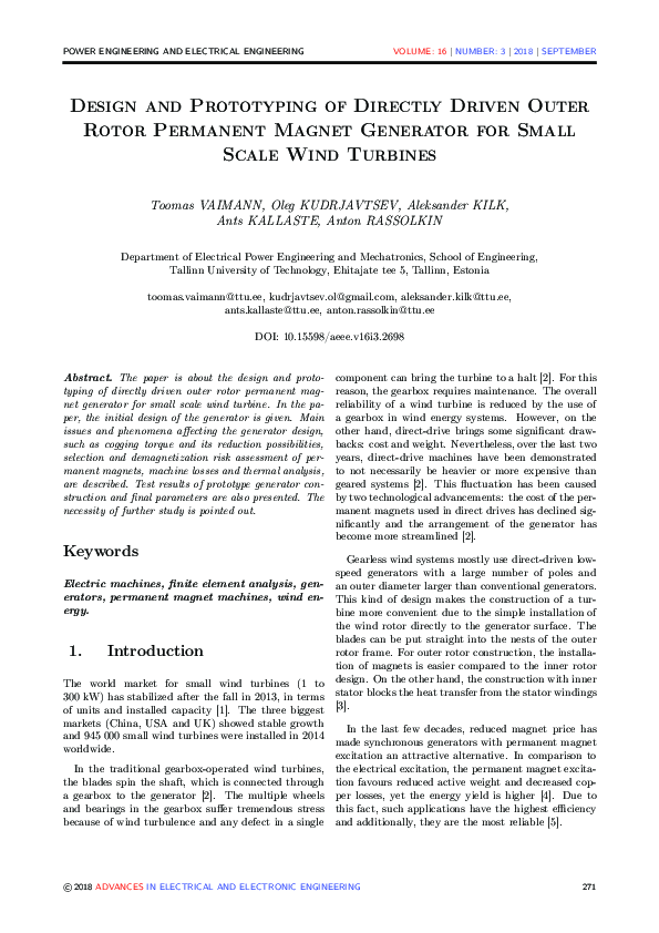 Pdf Design And Prototyping Of Directly Driven Outer Rotor Permanent
