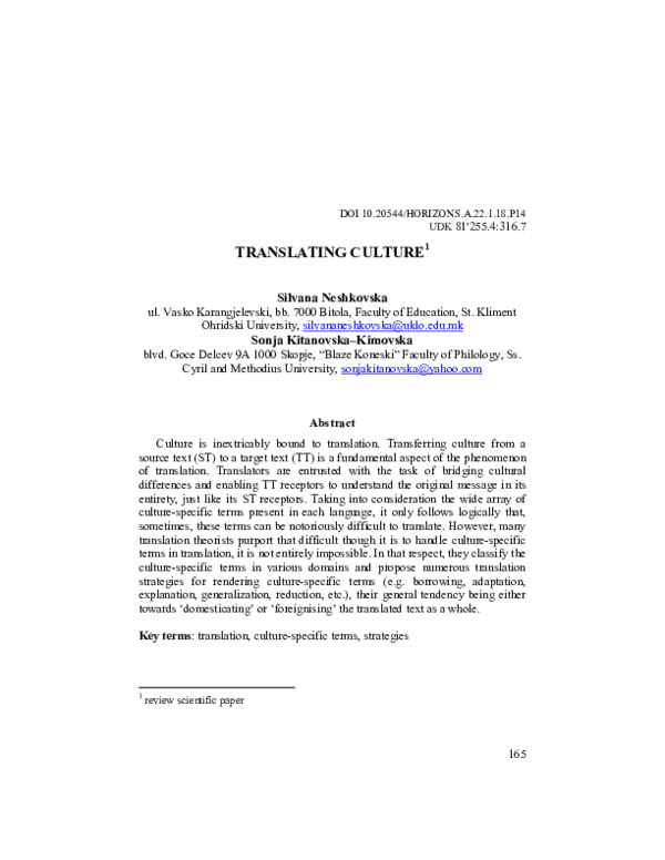 (PDF) Translating culture