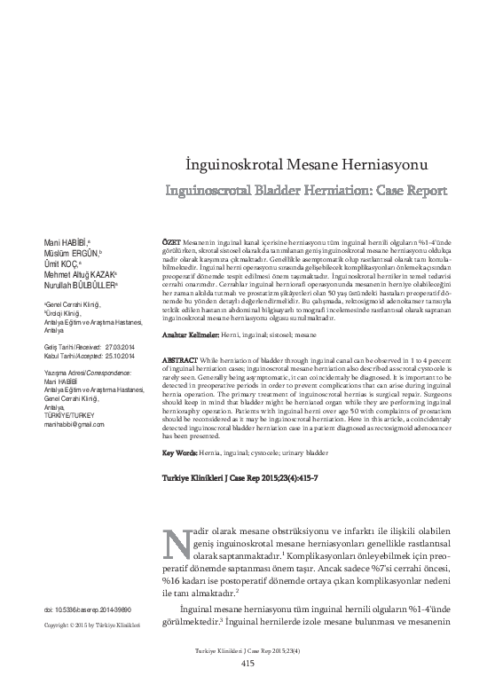 (PDF) İnguinoskrotal Mesane Herniasyonu