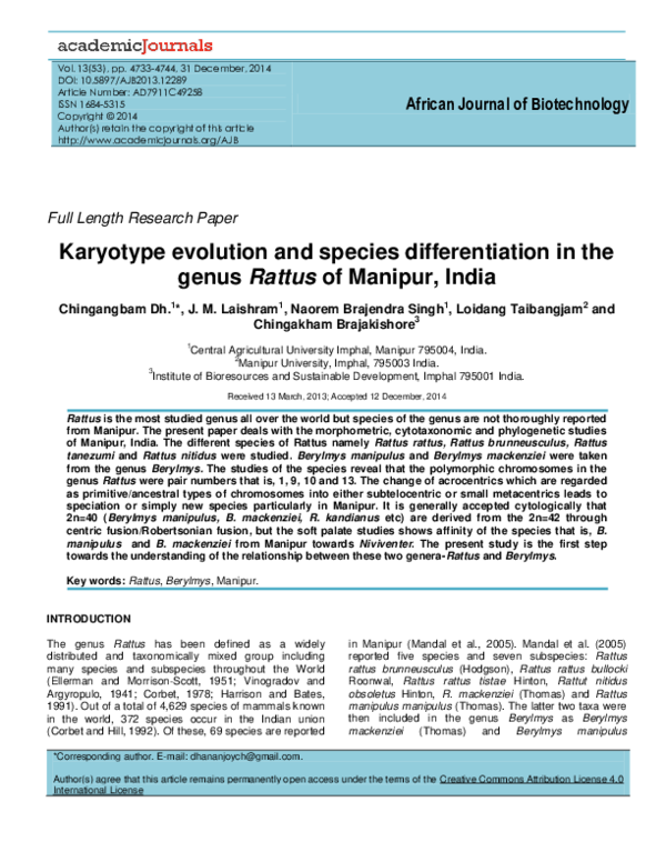 (PDF) Karyotype evolution and species differentiation in the genus ...