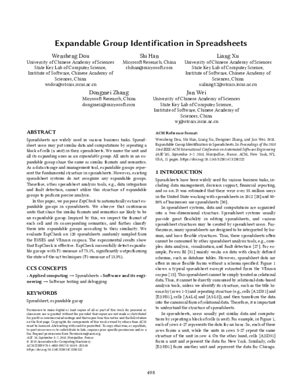 (PDF) Expandable group identification in spreadsheets