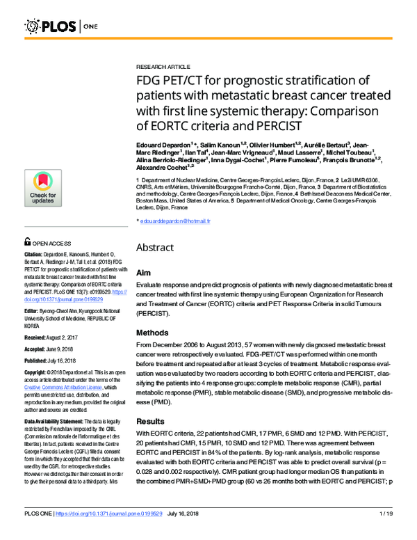 (PDF) FDG PET/CT for prognostic stratification of patients with ...