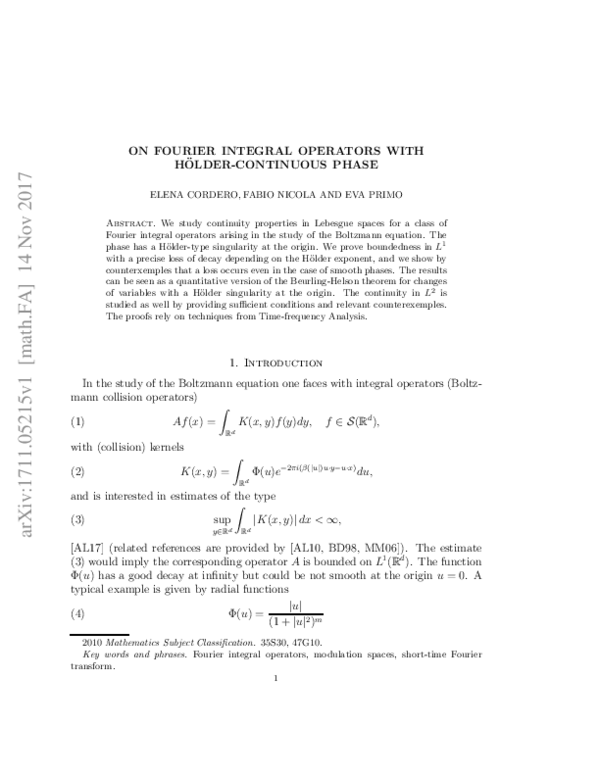 (PDF) On Fourier integral operators with Hölder-continuous phase