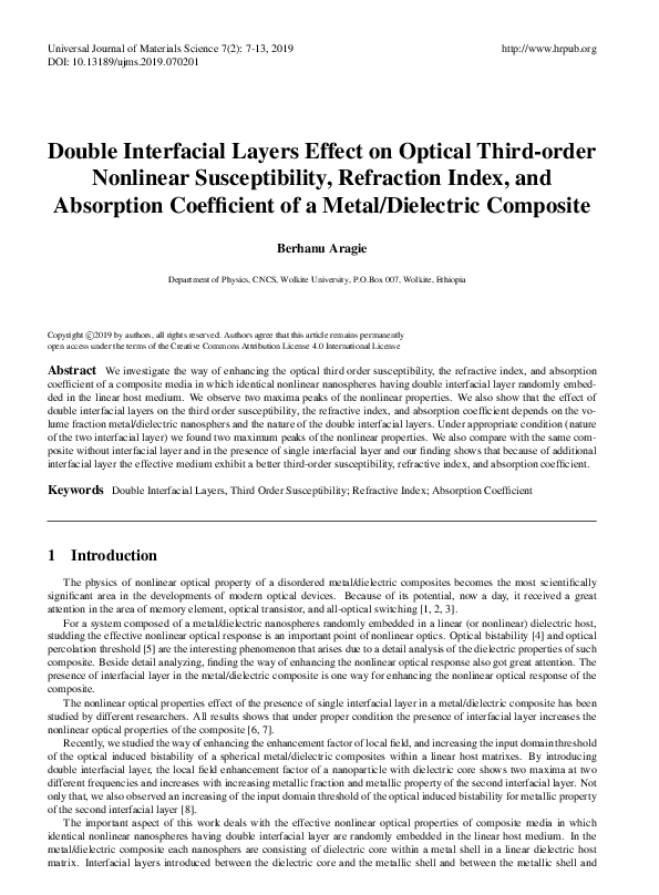(PDF) Double Interfacial Layers Effect on Optical Third-order Nonlinear Susceptibility ...