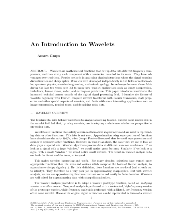 (PDF) An introduction to wavelets