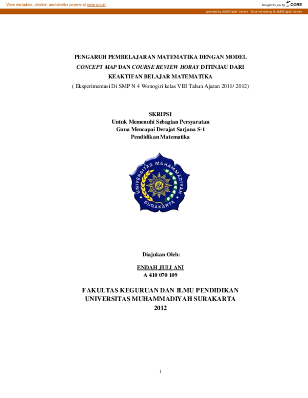 (PDF) Pengaruh Pembelajaran Matematika Dengan Model Concept Map Dan ... (PDF) Pengaruh Pembelajaran Matematika Dengan Model Concept Map Dan ...