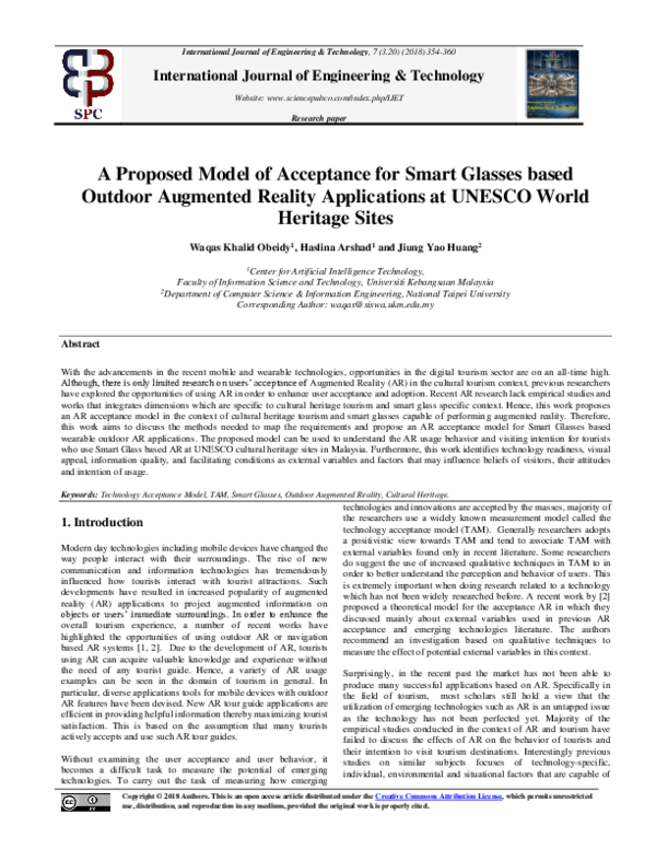 (PDF) A Proposed Model of Acceptance for Smart Glasses based Outdoor Augmented Reality ...