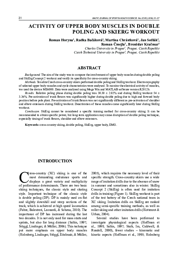 (PDF) Activity of Upper Body Muscles in Double Poling and Skierg Workout