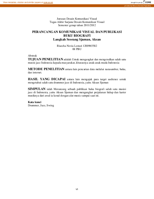 (PDF) Perancangan Visual Dan Publikasi Buku Biografi Aksan Sjuman "Langkah Seorang Sjuman, Aksan