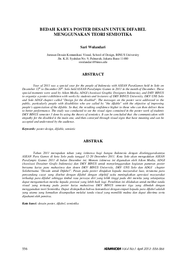 (PDF) Bedah Karya Poster Desain untuk Difabel Menggunakan Teori Semiotika