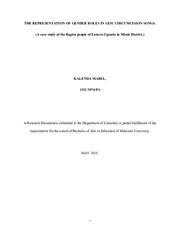 (DOC) THE REPRESENTATION OF GENDER ROLES IN GISU CIRCUMCISION SONGS. (A ...