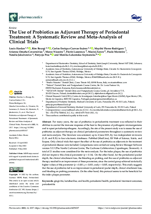 (PDF) The Use of Probiotics as Adjuvant Therapy of Periodontal ...