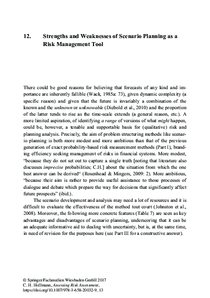 (PDF) Strengths and Weaknesses of Scenario Planning as a Risk ...