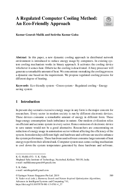 (PDF) A Regulated Computer Cooling Method: An Eco-Friendly Approach