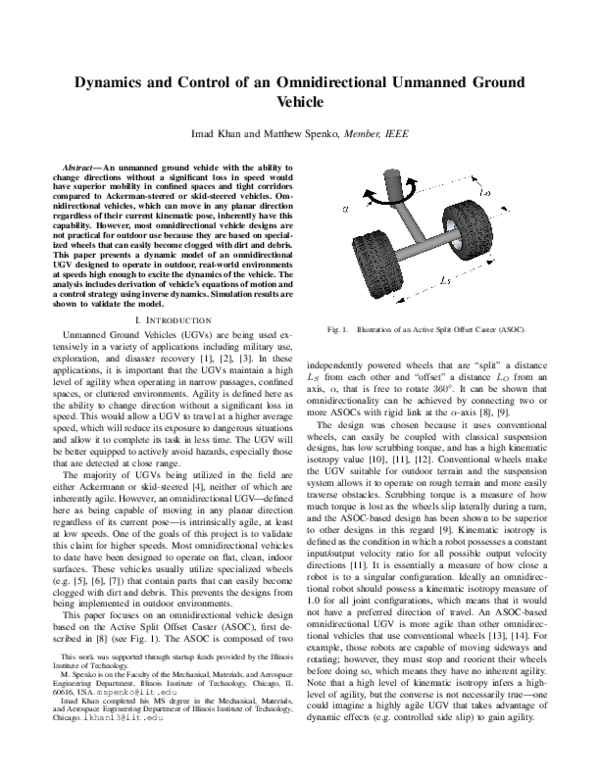 Pdf Dynamics And Control Of An Omnidirectional Unmanned Ground Vehicle