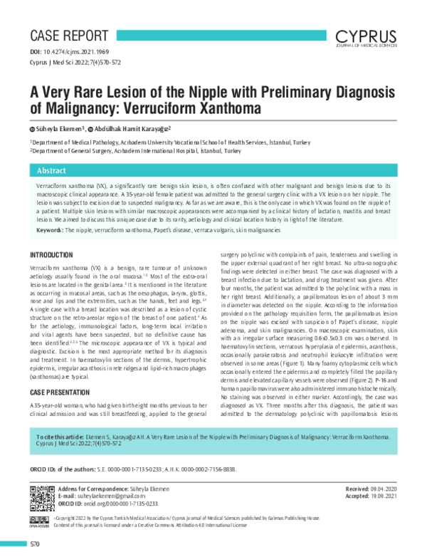 (PDF) A Very Rare Lesion of the Nipple with Preliminary Diagnosis of Malignancy: Verruciform ...