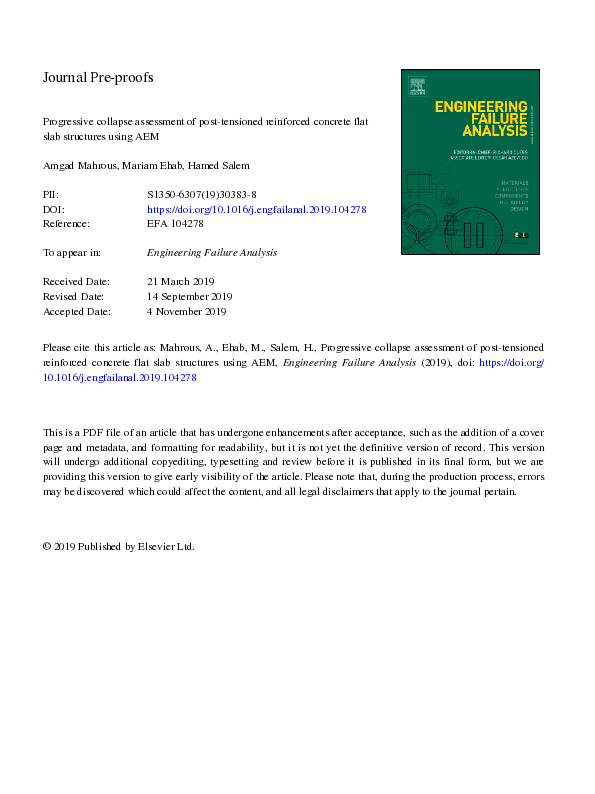 (PDF) Progressive collapse assessment of post-tensioned reinforced concrete flat slab structures ...