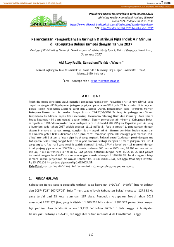 (PDF) Perencanaan Pengembangan Jaringan Distribusi Pipa Induk Air Minum ...