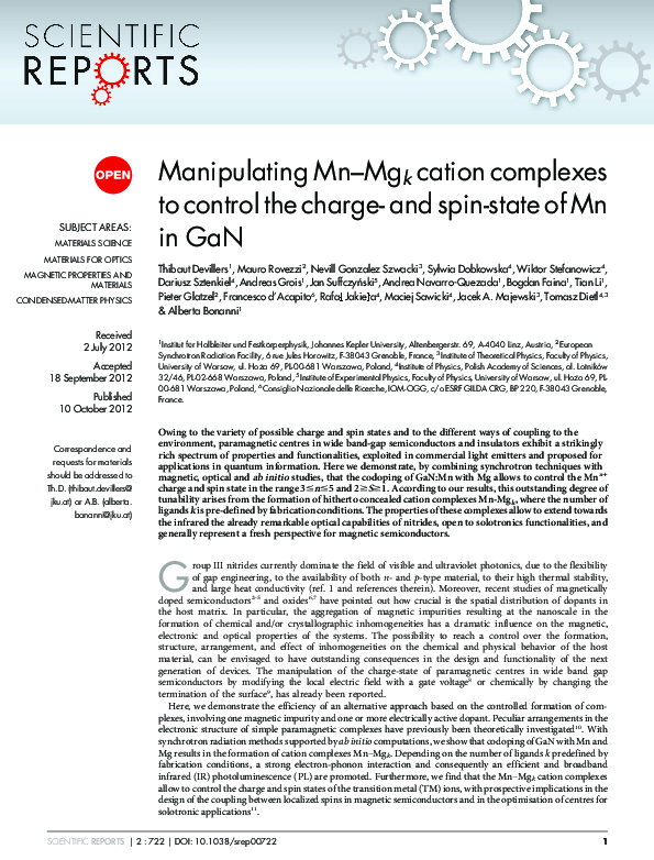 (PDF) Manipulating Mn–Mgk cation complexes to control the charge- and ...