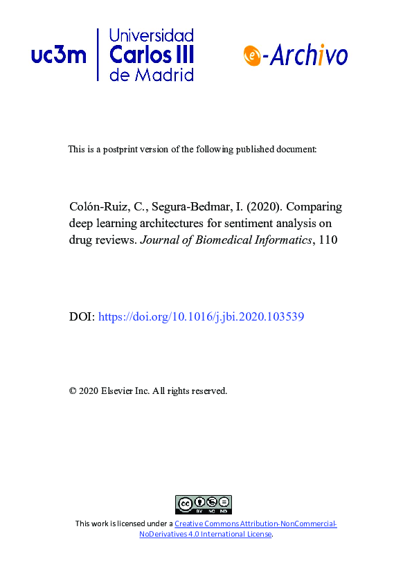 (PDF) Comparing deep learning architectures for sentiment analysis on drug reviews | Isabel ...