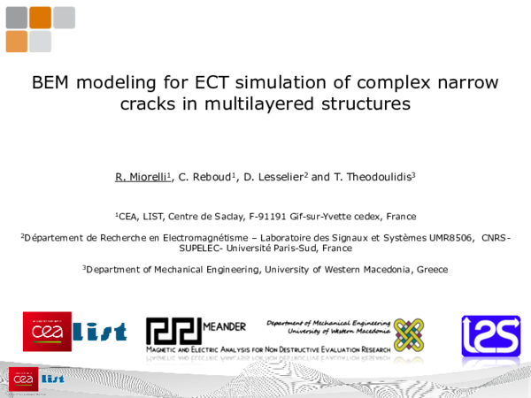 (PDF) BEM modeling for ECT simulation of complex narrow cracks in multilayered structures | R ...