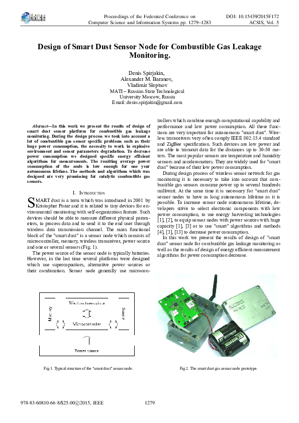 (PDF) Design of Smart Dust Sensor Node for Combustible Gas Leakage ...