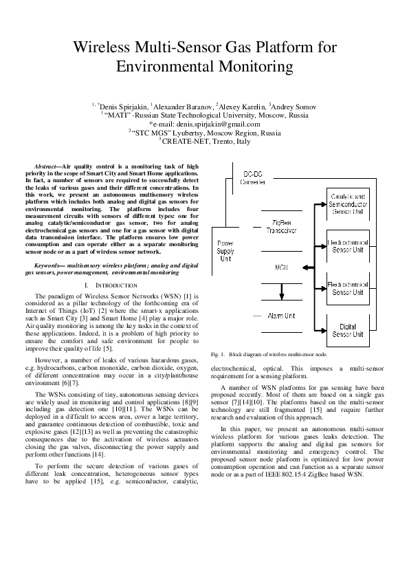 (PDF) Wireless multi-sensor gas platform for environmental monitoring