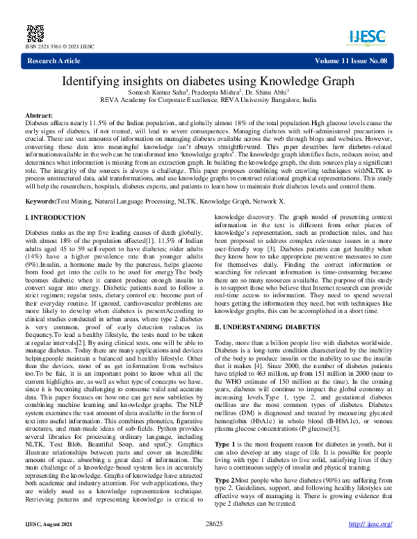 (PDF) Identifying insights on diabetes using Knowledge Graph