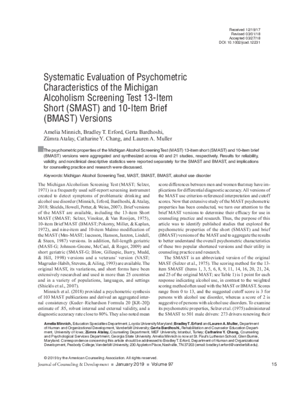 (PDF) Systematic Evaluation of Psychometric Characteristics of the ...